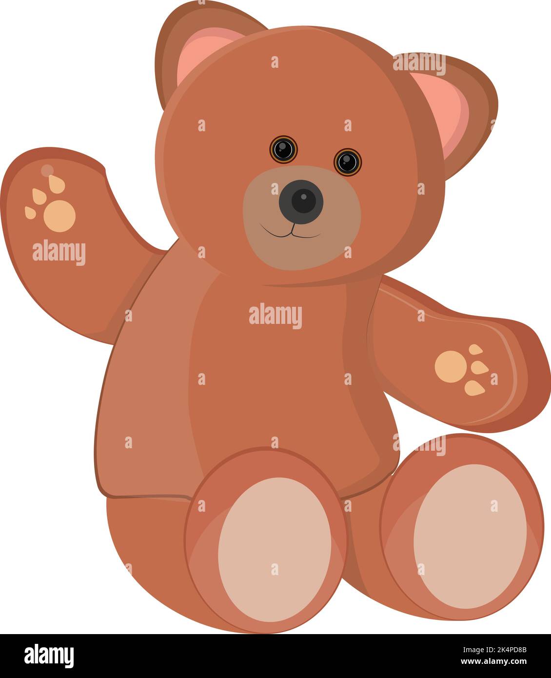 Brown teddy bear toy, illustration, vector on a white background Stock ...
