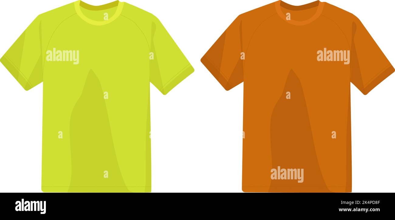 Green and orange tshirt, illustration, vector on a white background ...