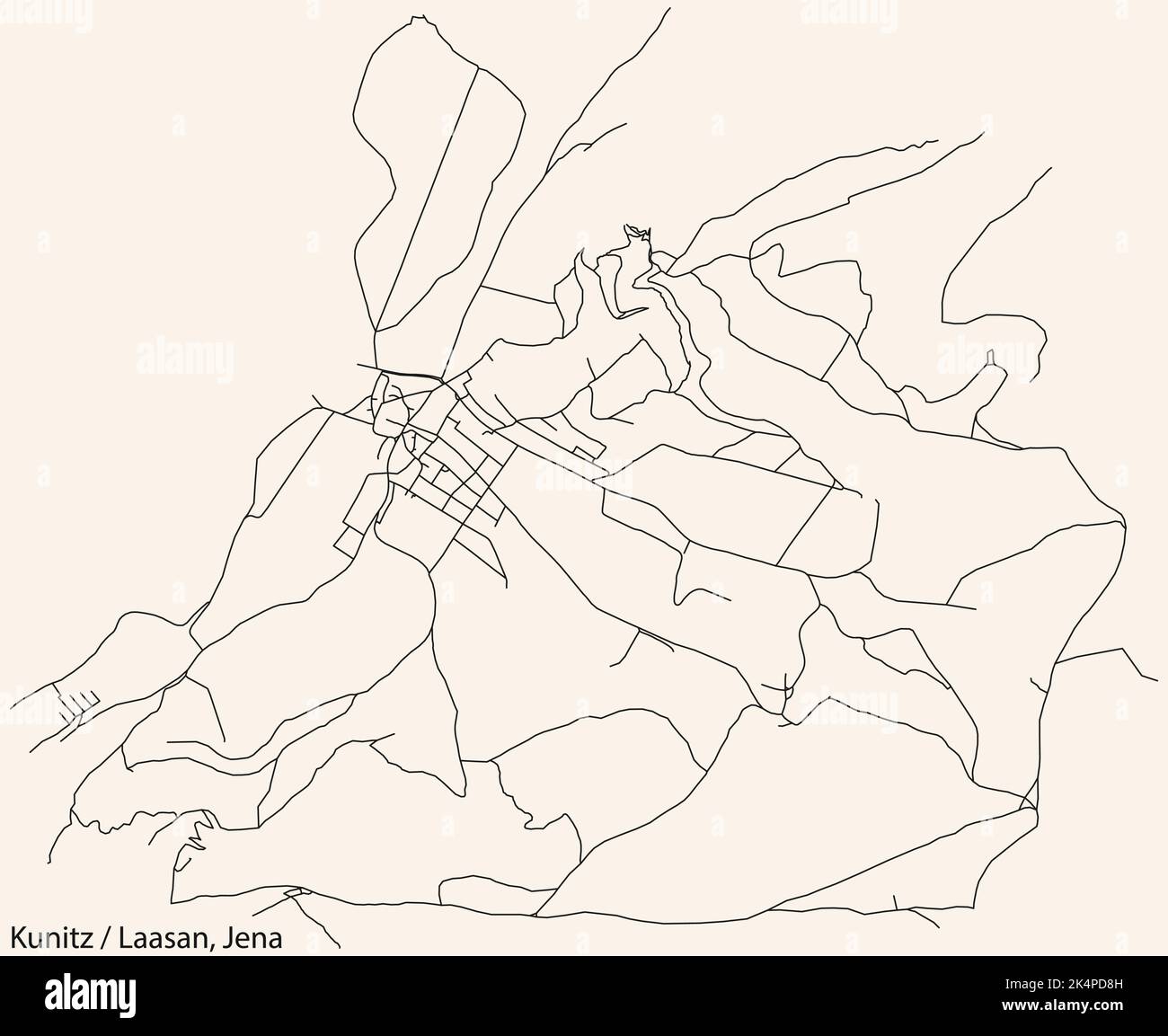 Street roads map of the KUNITZ-LAASAN QUARTER, JENA Stock Vector Image ...