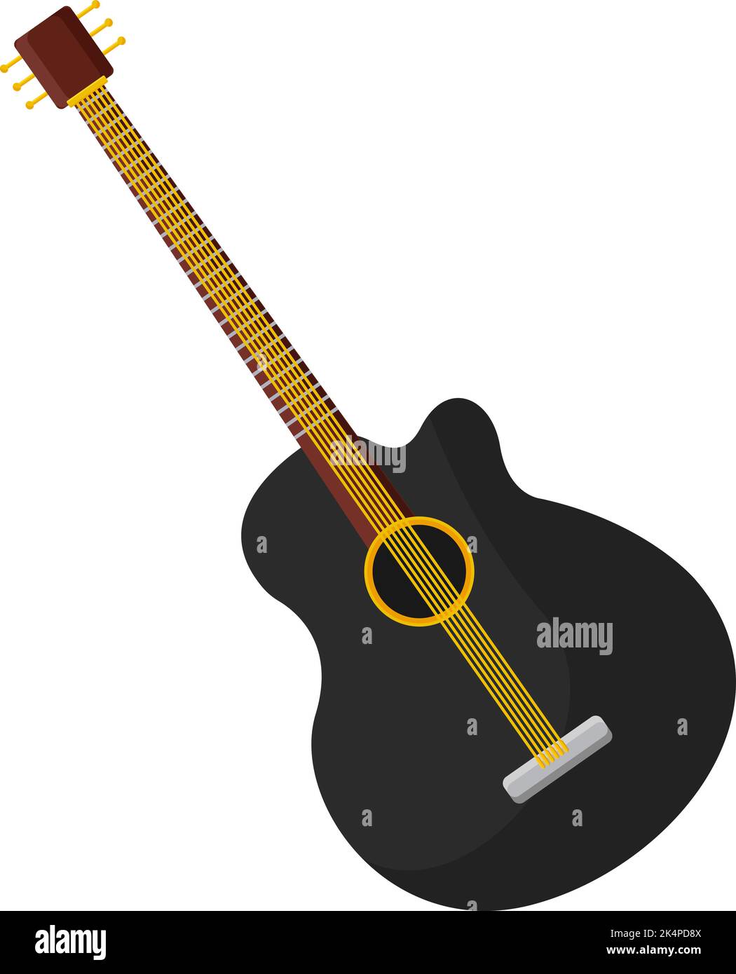 Black acoustic guitar, illustration, vector on a white background Stock ...