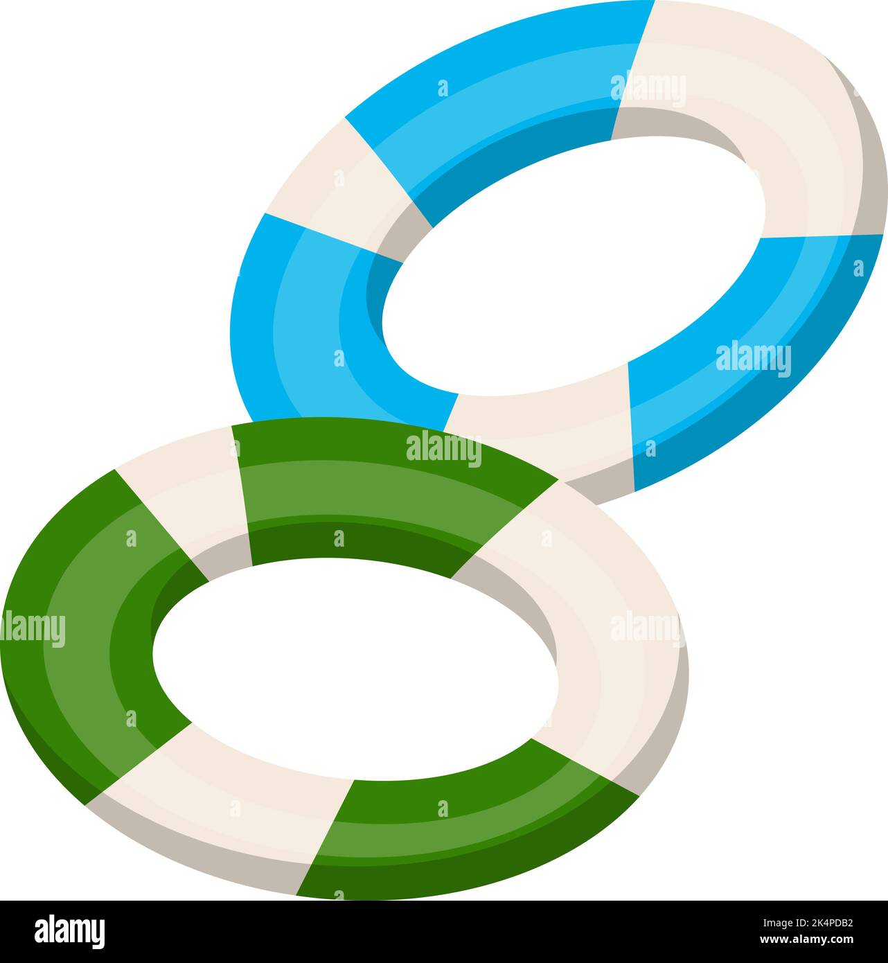 Blue and green swimming rings, illustration, vector on a white ...