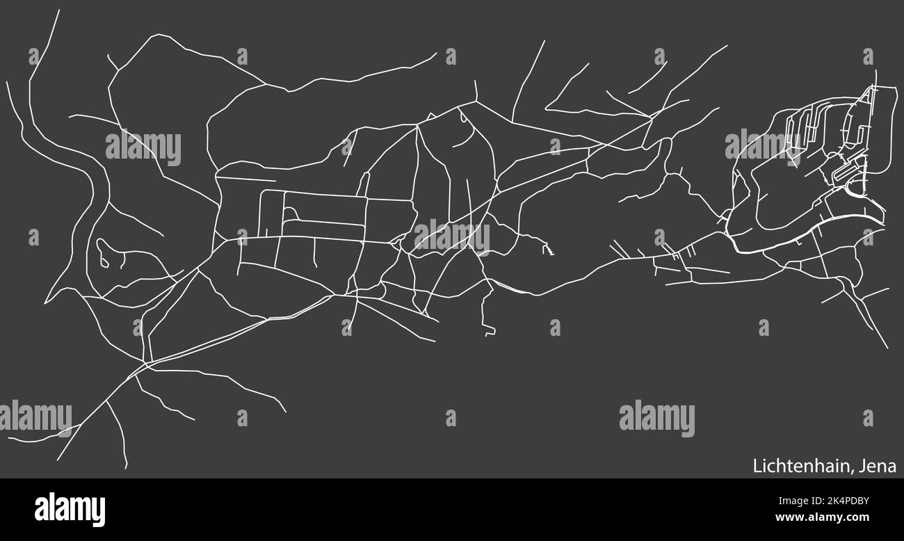 Street roads map of the LICHTENHAIN QUARTER, JENA Stock Vector Image ...