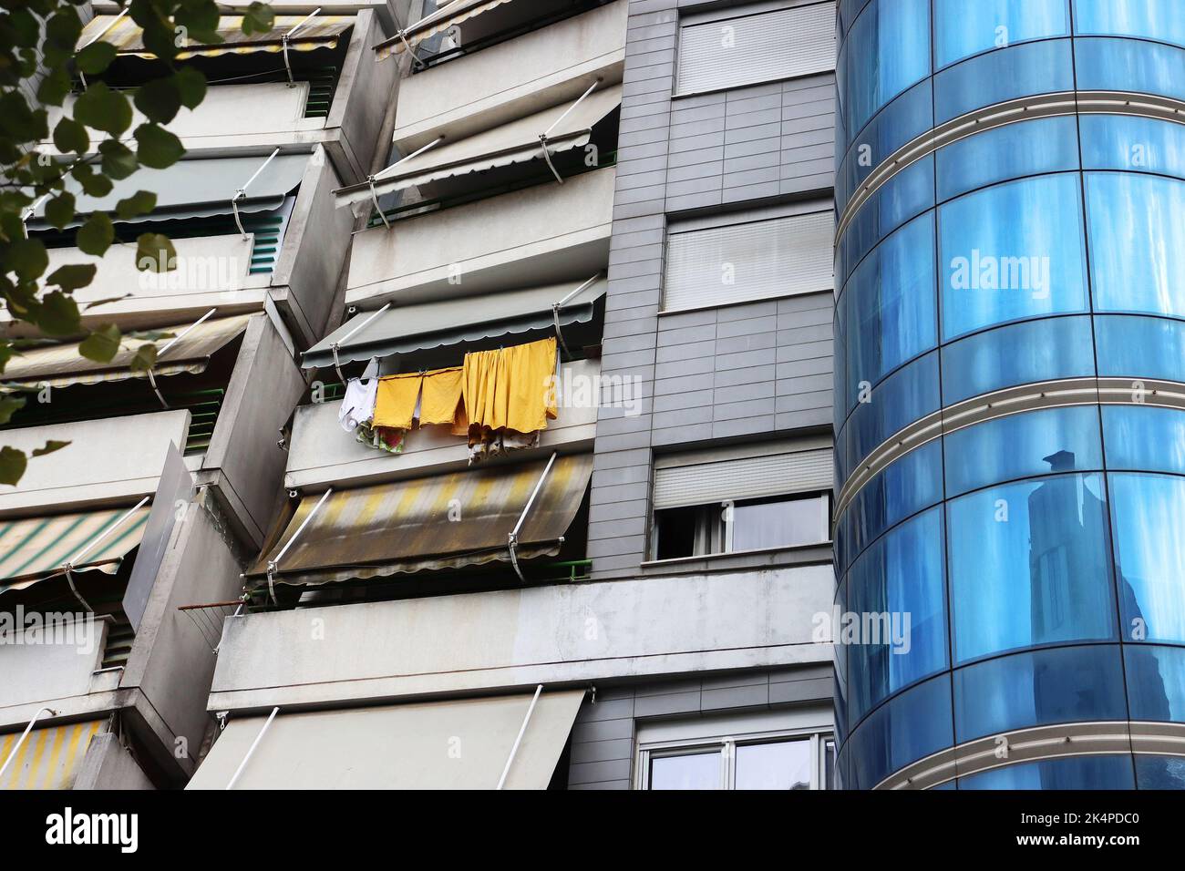 Fragment of the modern building in Tirana, Albania. Modern ...