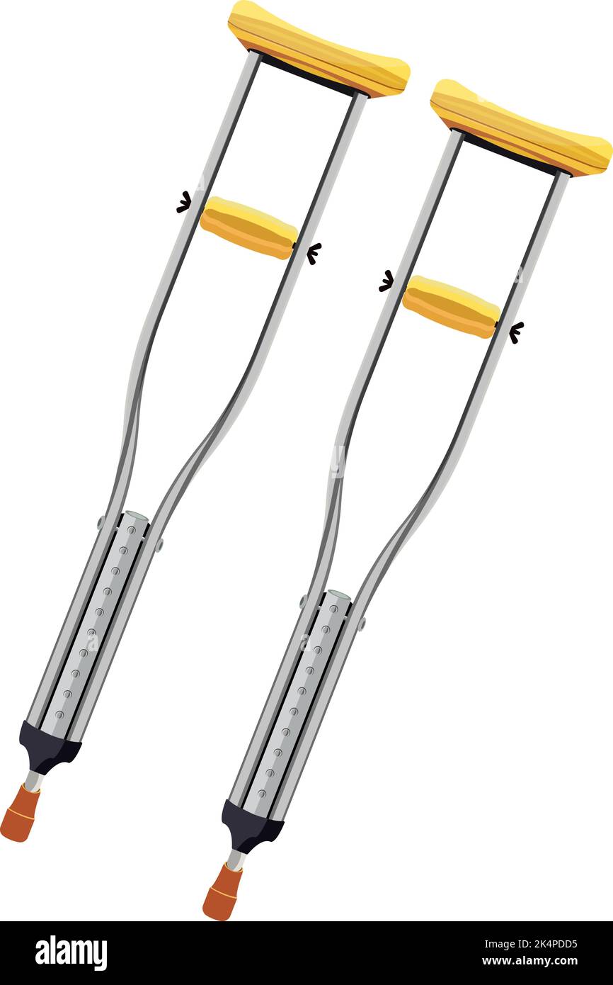 Underarm crutches, illustration, vector on a white background Stock ...