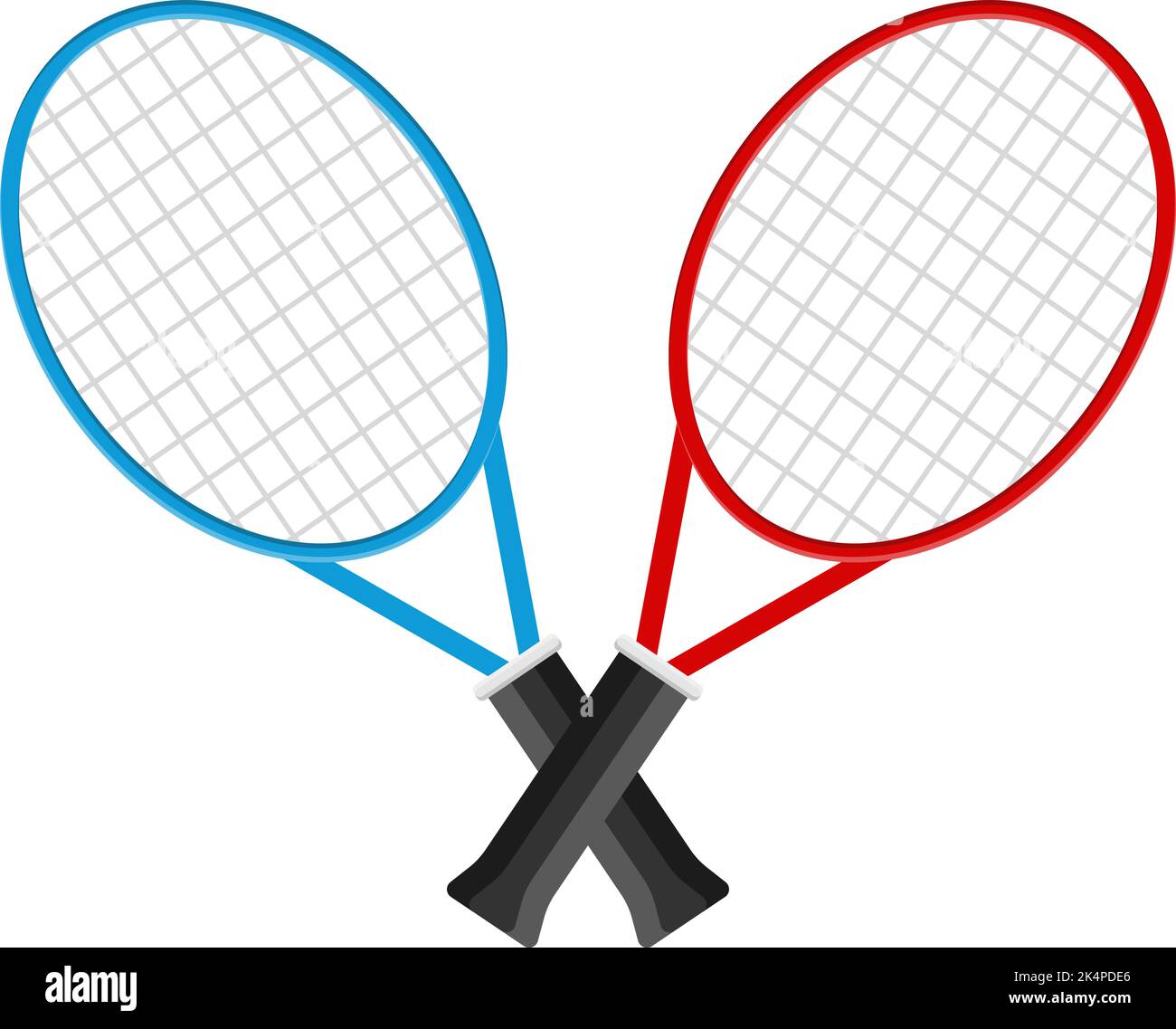 Blue and red tennis rackets, illustration, vector on a white background ...
