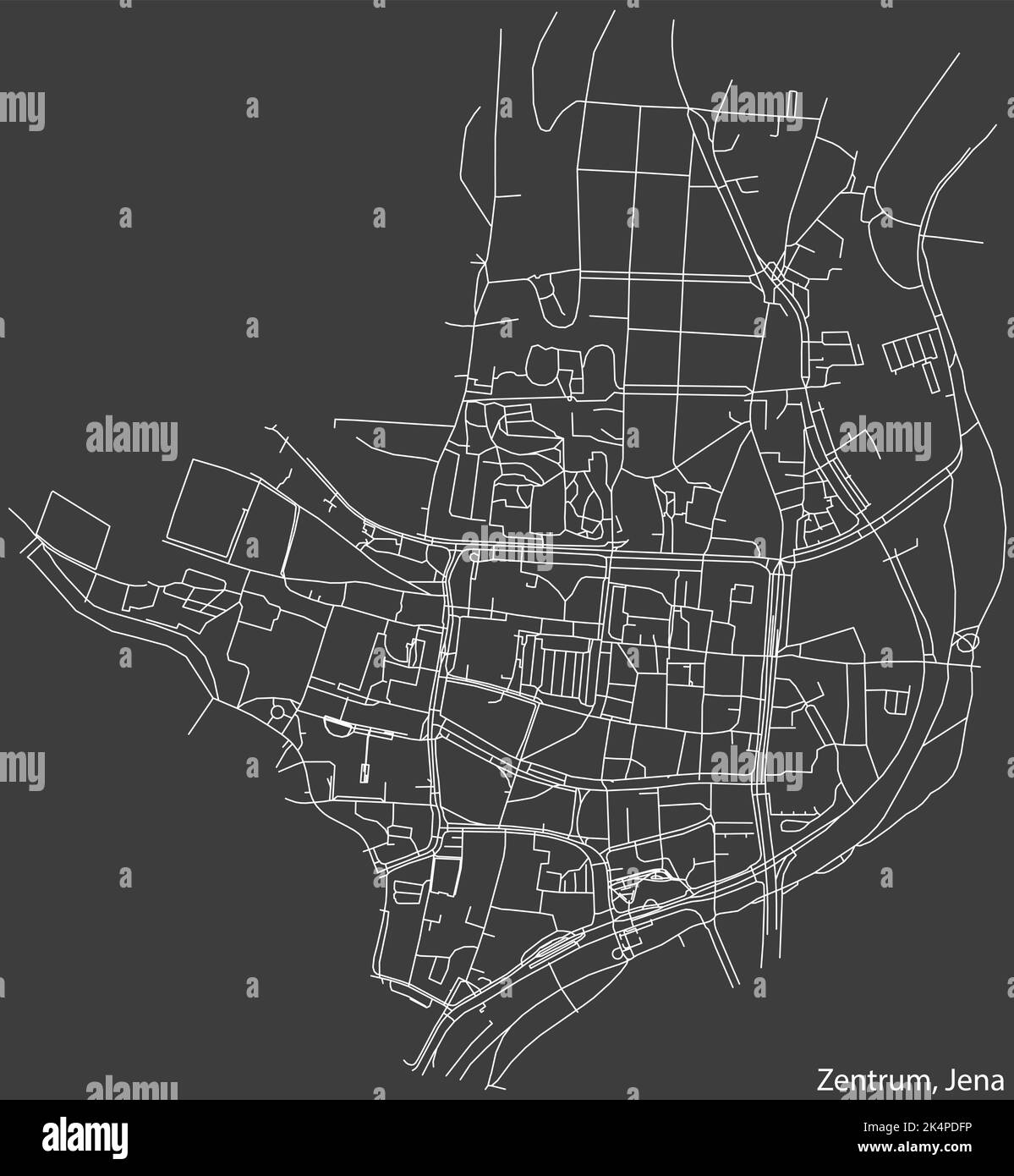 Street roads map of the ZENTRUM QUARTER, JENA Stock Vector Image & Art ...