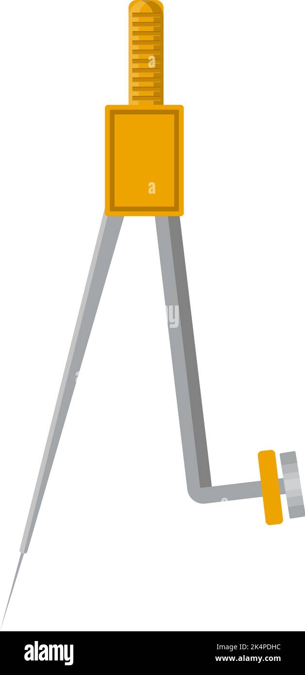 Yellow drawing compass, illustration, vector on a white background ...