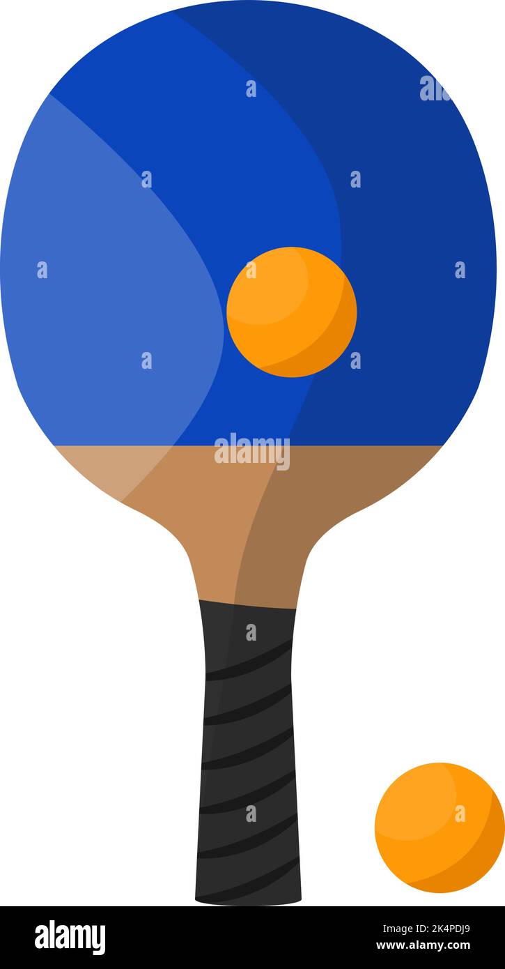 Blue table tennis racket, illustration, vector on a white background ...