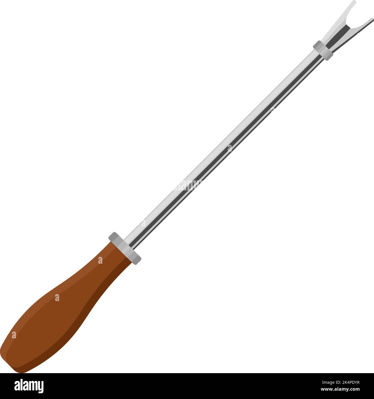 Hand weeder with wooden handle, illustration, vector on a white ...