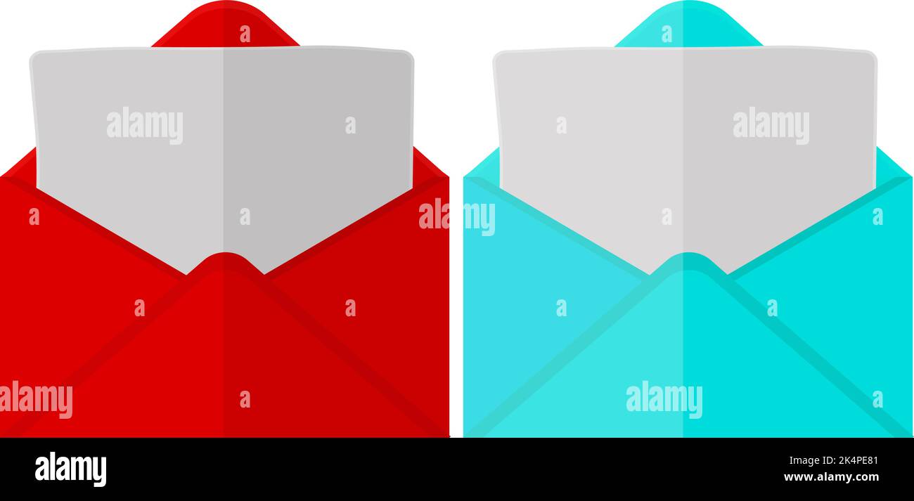 Blue and red envelopes, illustration, vector on a white background ...