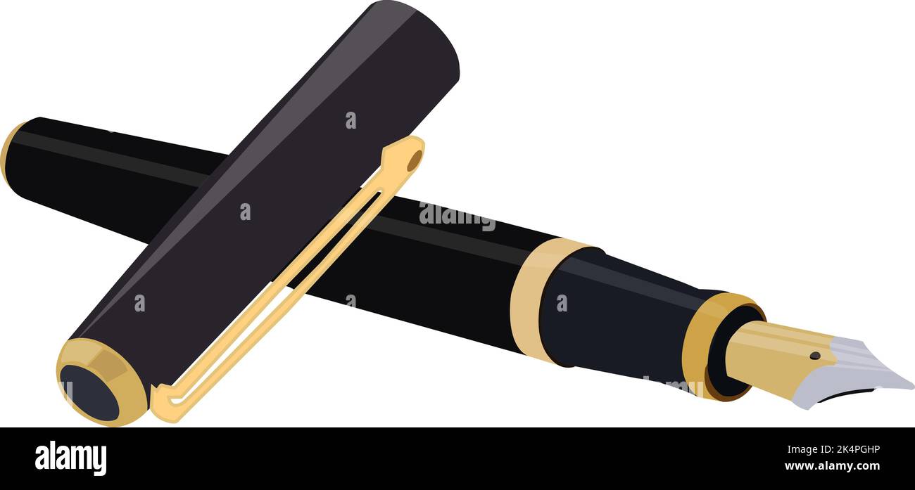 Black fountain pen, illustration, vector on a white background Stock ...