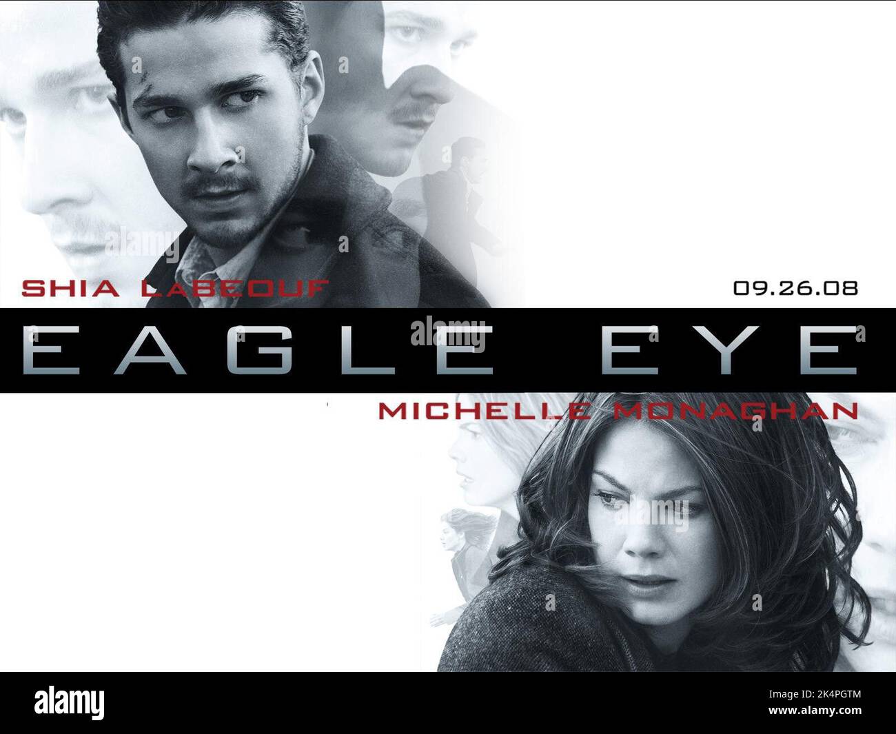 SHIA LABEOUF, MICHELLE MONAGHAN POSTER, EAGLE EYE, 2008 Stock Photo - Alamy
