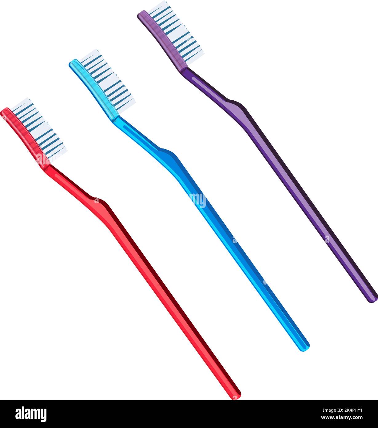 Plastic toothbrushes, illustration, vector on a white background Stock ...