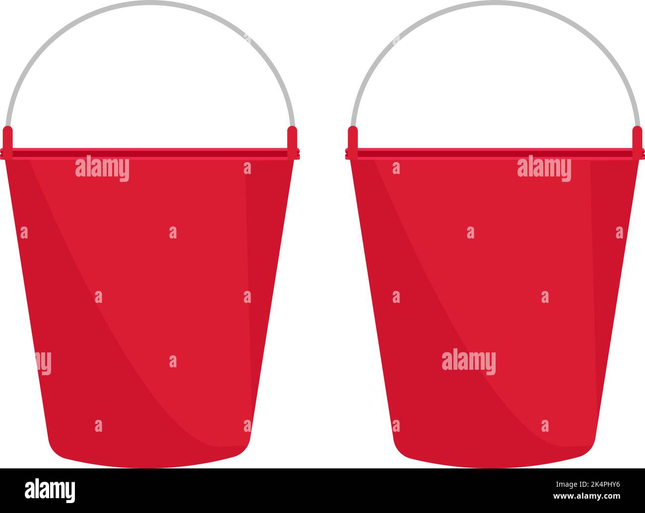 Red fire buckets, illustration, vector on a white background Stock ...