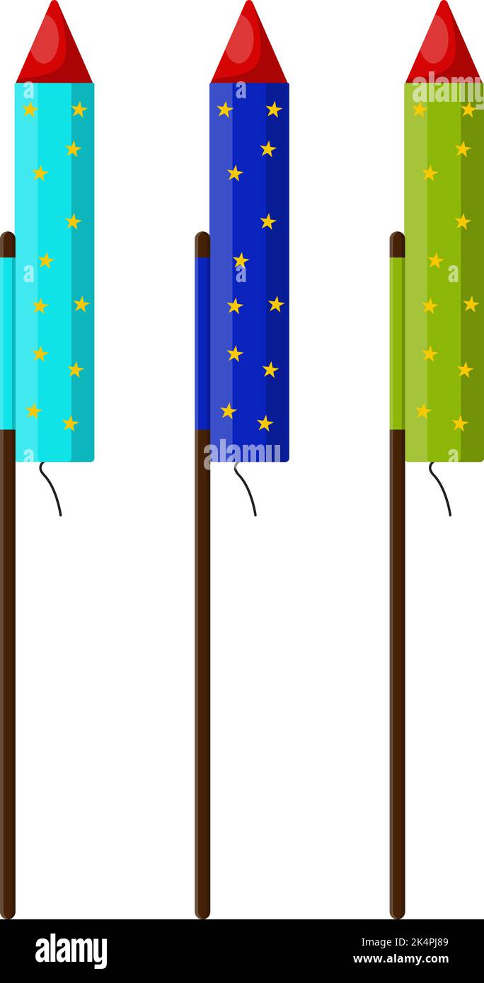 Three fire crackers, illustration, vector on a white background Stock ...