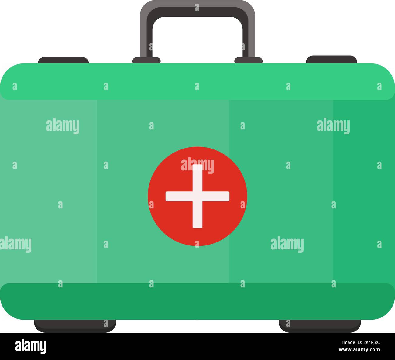 Green med kit, illustration, vector on a white background Stock Vector ...