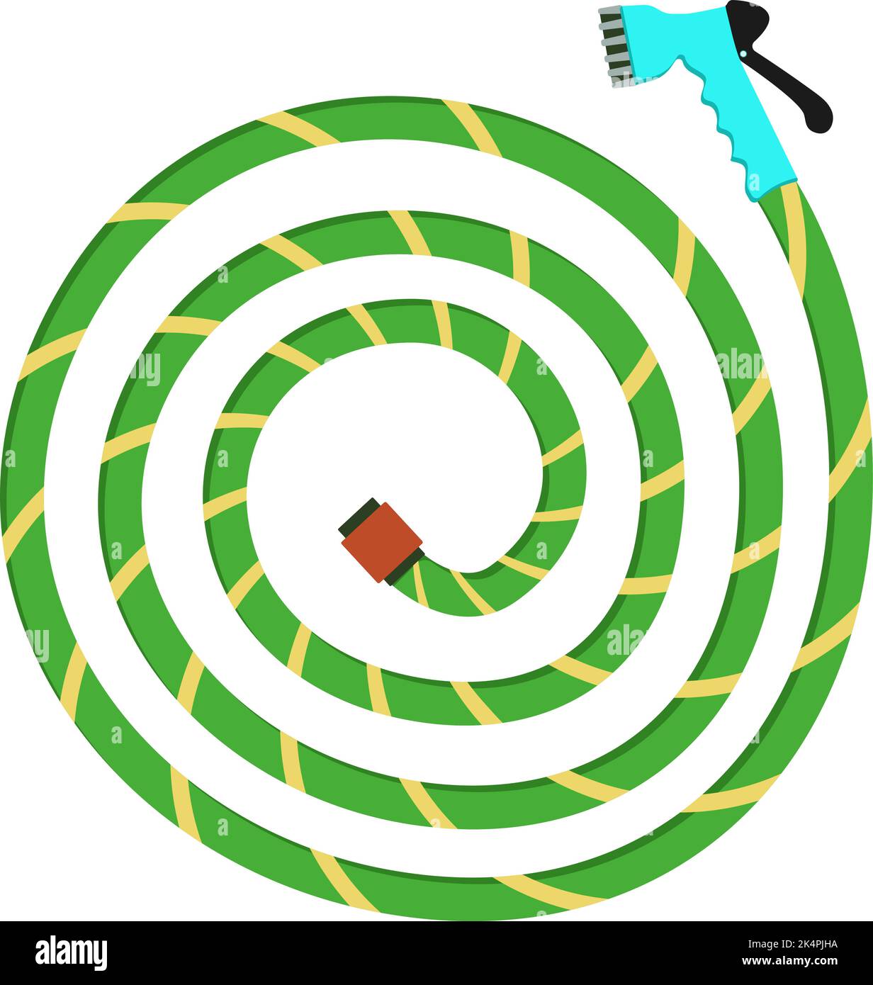 Green watering hose, illustration, vector on a white background Stock ...