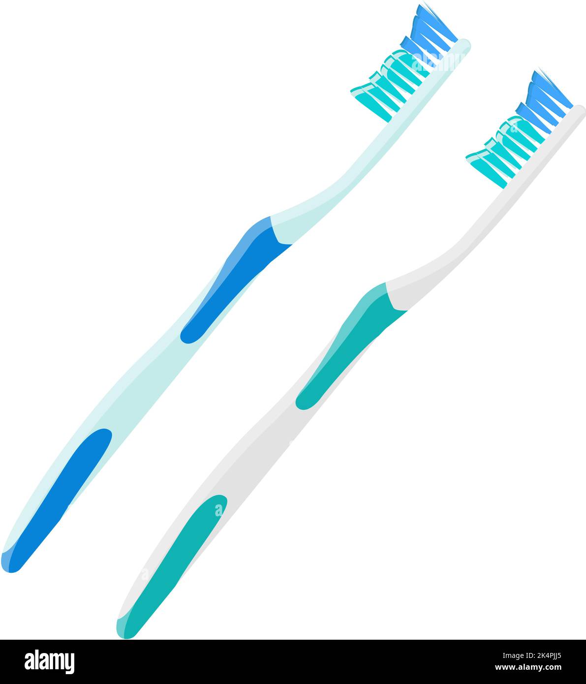 Blue and green toothbrushes, illustration, vector on a white background ...