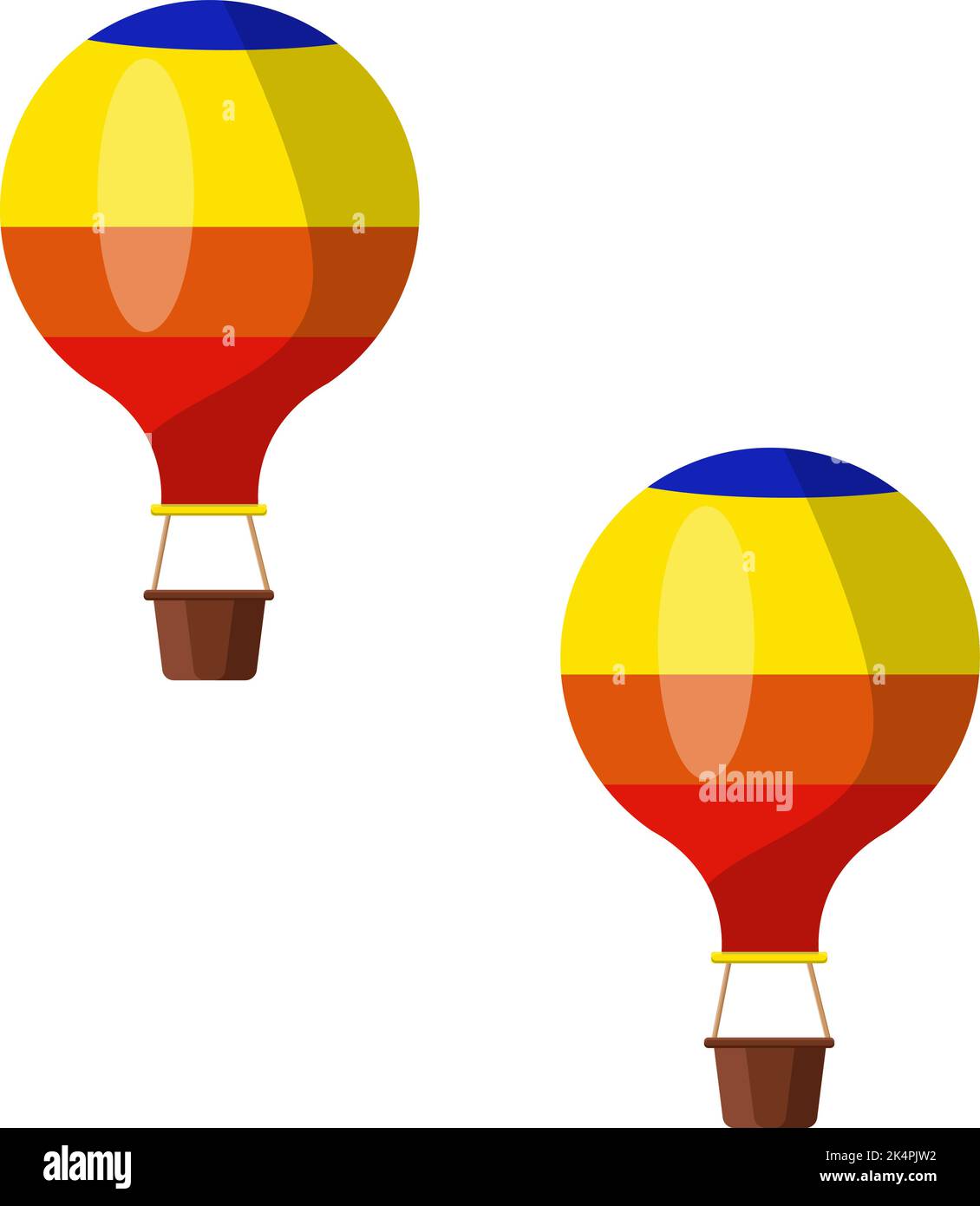 Two hot air balloons, illustration, vector on a white background Stock ...