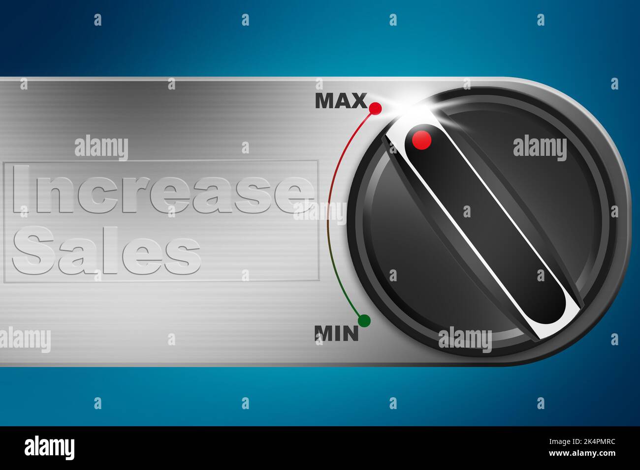 Turn the knob to max for increase sales, 3d rendering Stock Photo - Alamy