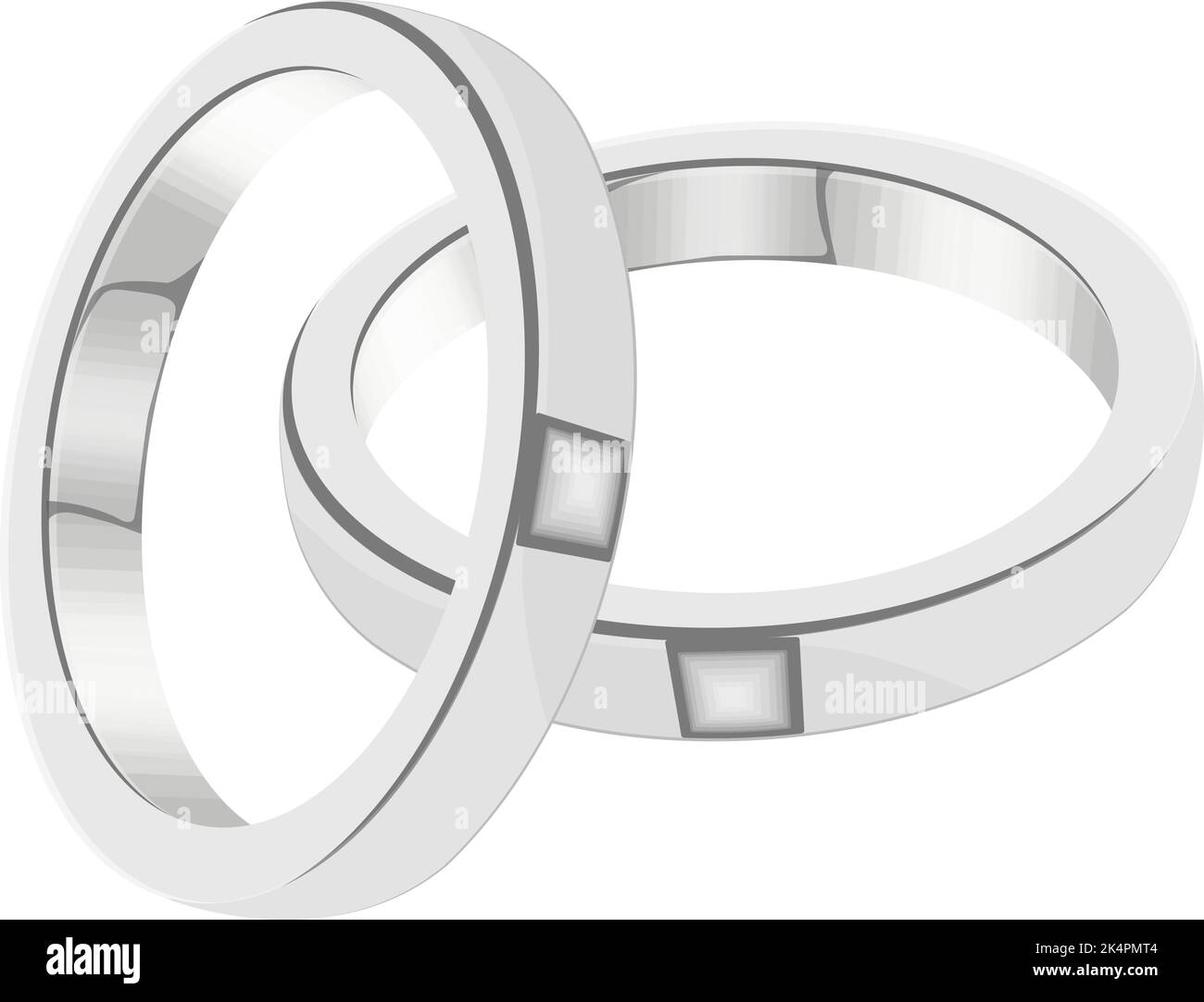 Silver wedding rings, illustration, vector on a white background Stock ...