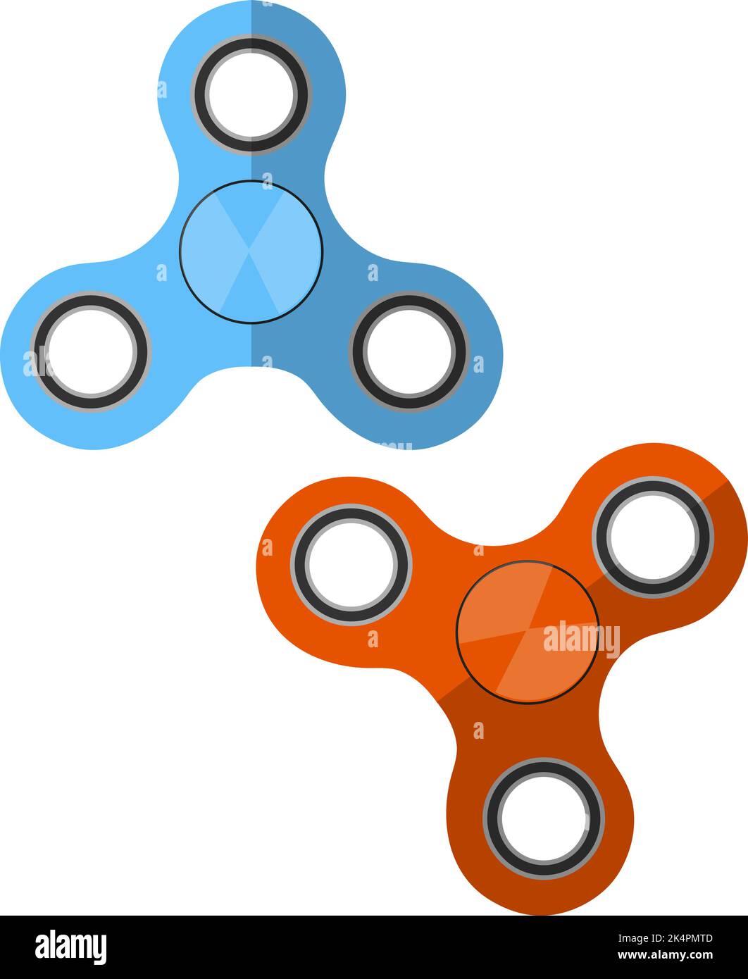 Blue and orange fidget spinners, illustration, vector on a white ...