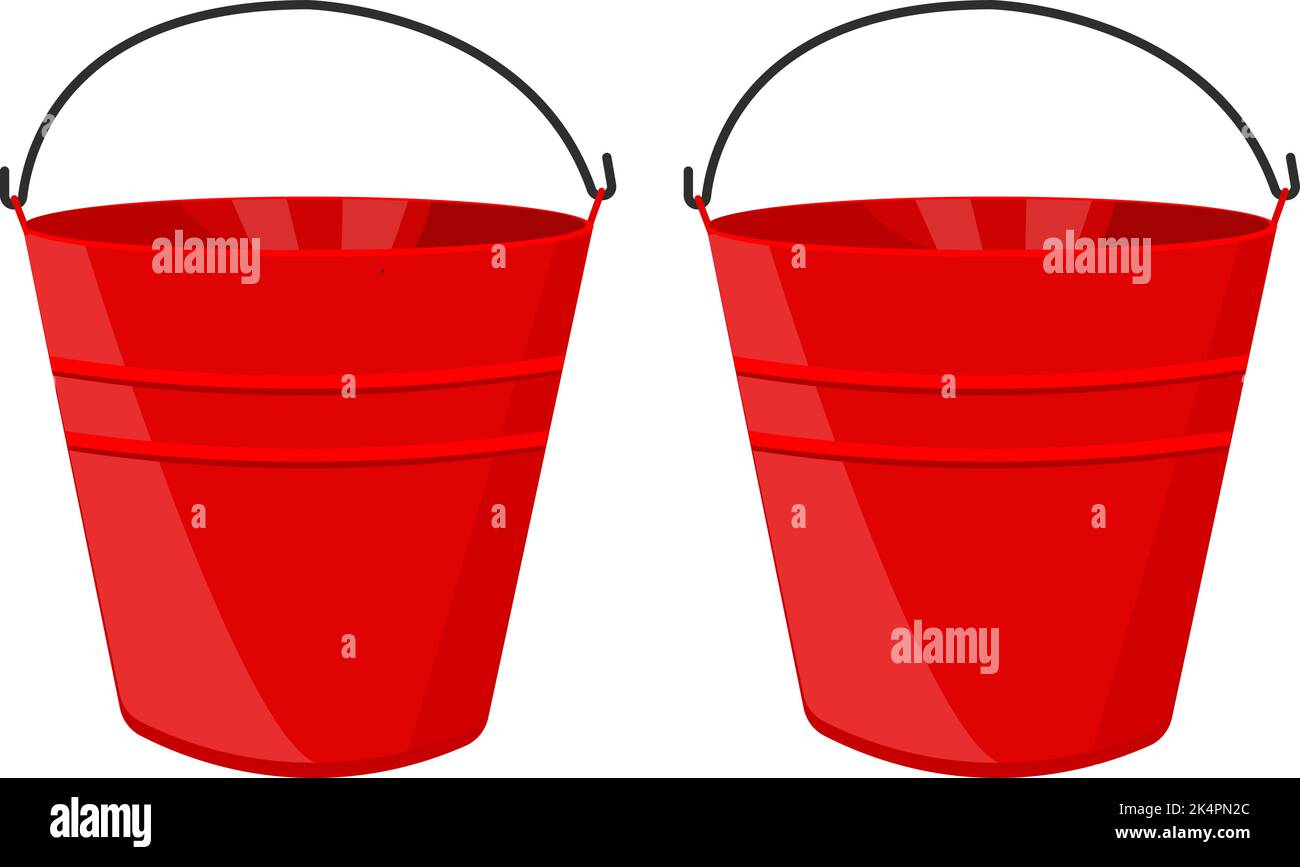 Two red fire buckets, illustration, vector on a white background Stock ...