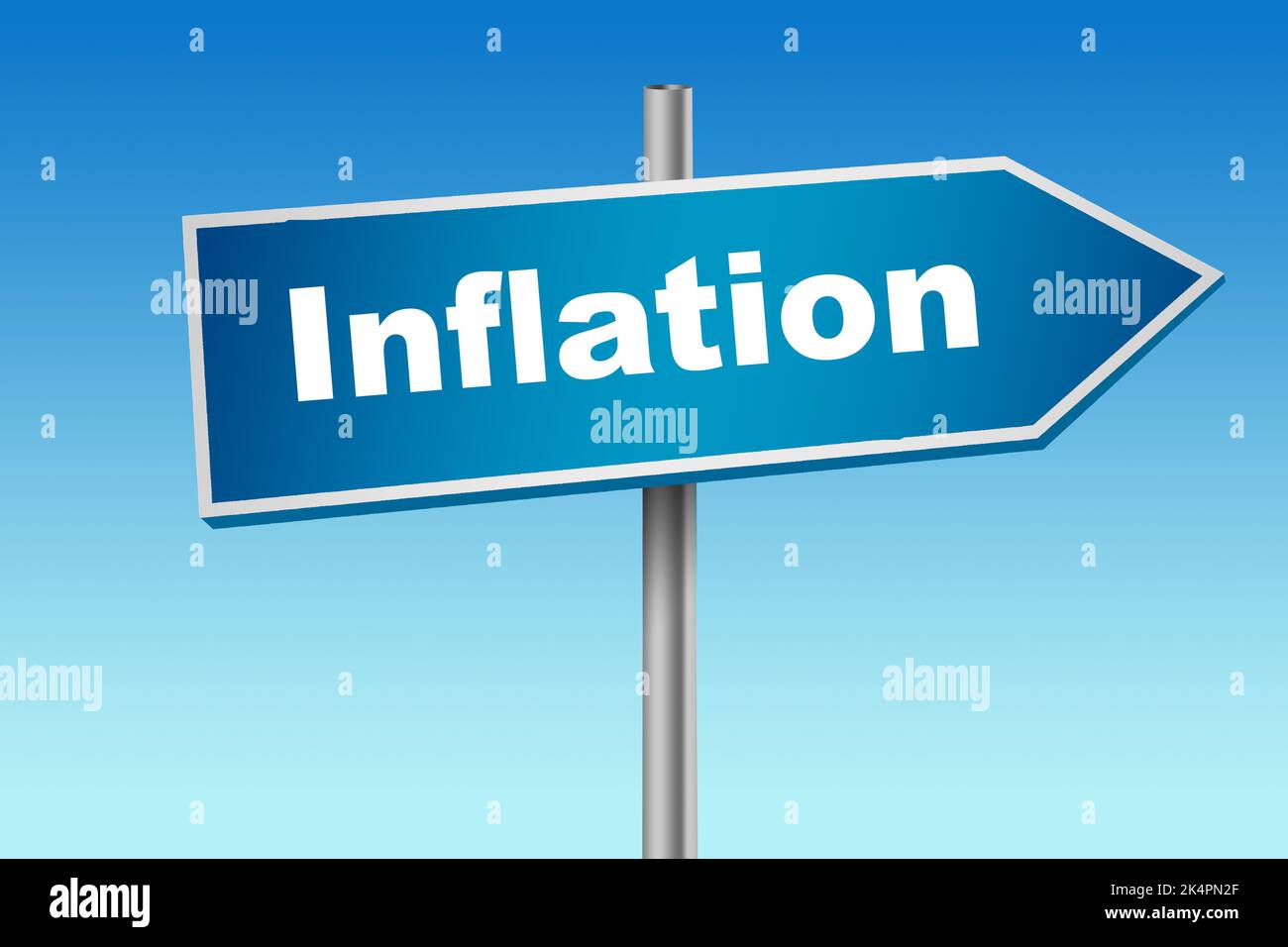 Blue road sign with inflation word, 3d rendering Stock Photo - Alamy