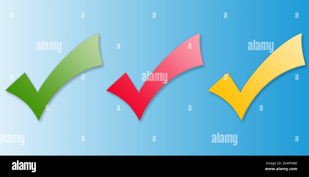 Check mark tick icon isolated on blue background, 3d rendering Stock ...