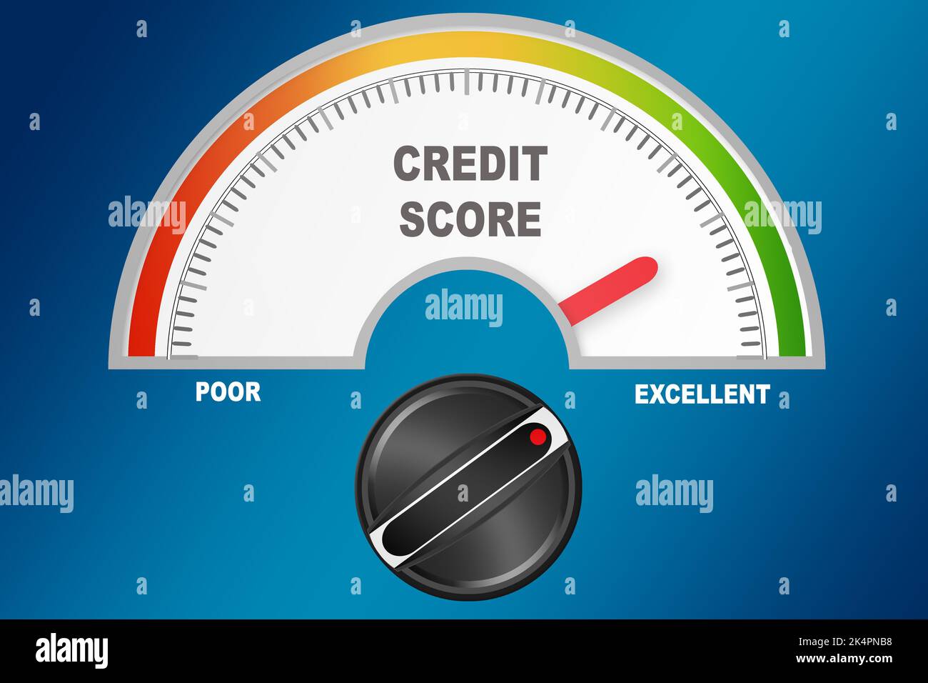 Credit score rating scale in speedometer and knob, 3d rendering Stock ...