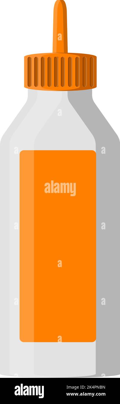 Orange glue bottle, illustration, vector on a white background Stock ...