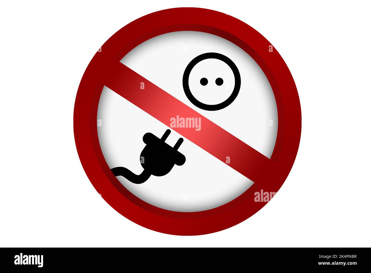Forbidden to use socket sign icon on white background, 3d rendering ...