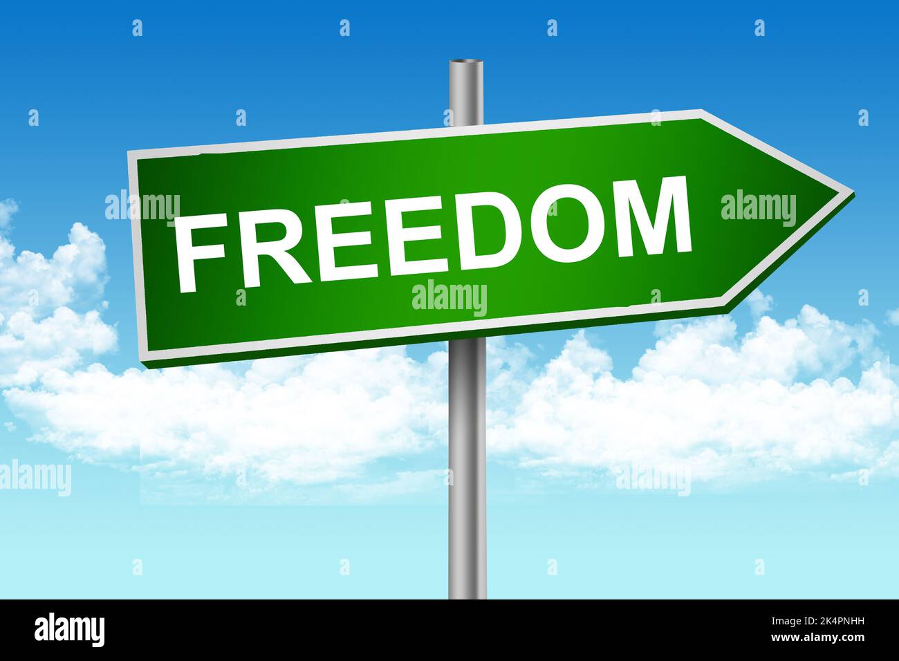 Green road sign with freedom word, 3d rendering Stock Photo - Alamy