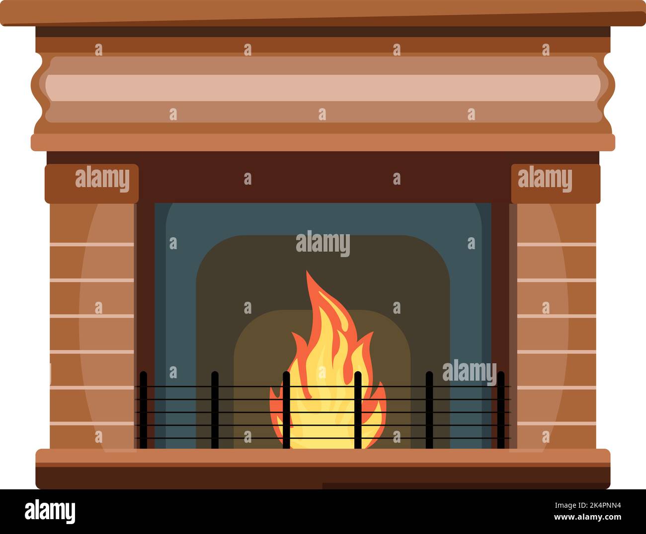 Modern fireplace, illustration, vector on a white background Stock ...