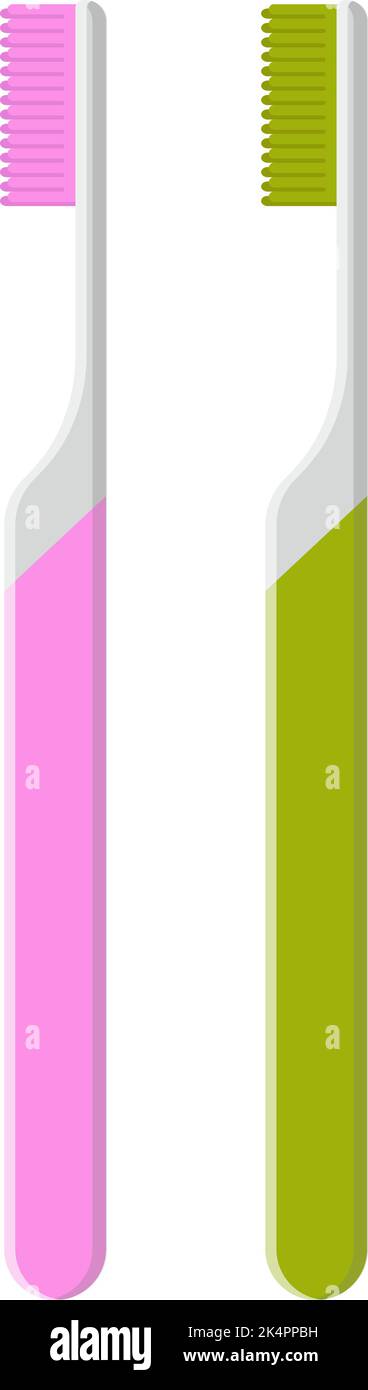 Pink and green toothbrushes, illustration, vector on a white background Stock Vector Image & Art ...