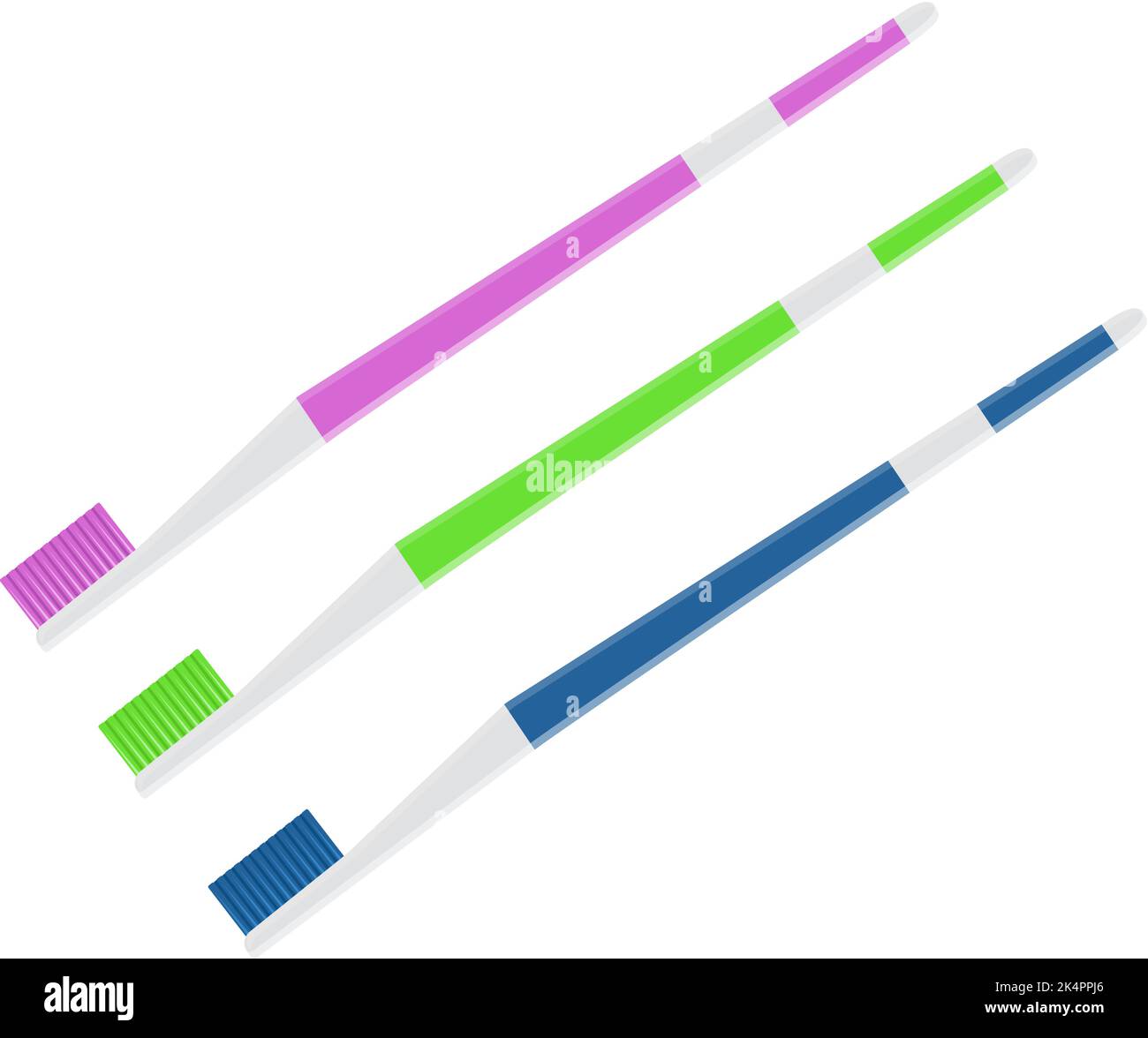 Three Toothbrushes, illustration, vector on a white background Stock ...