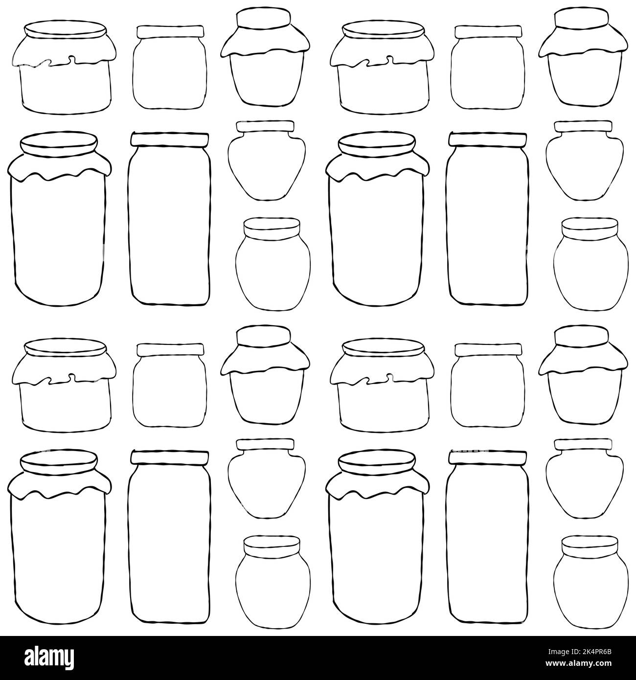 Seamless pattern with outline of jam jars on a white background Stock ...