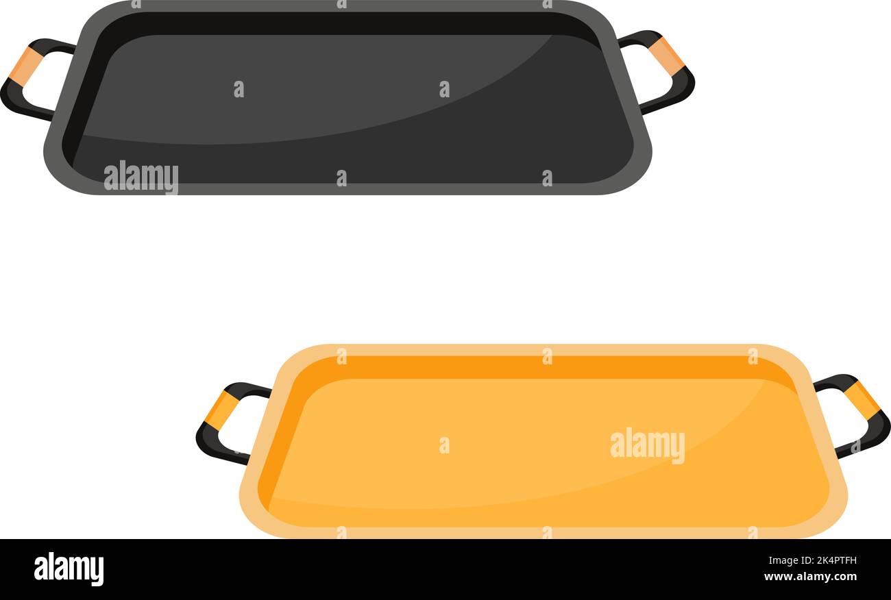 Black and yellow tray, illustration, vector on a white background Stock ...