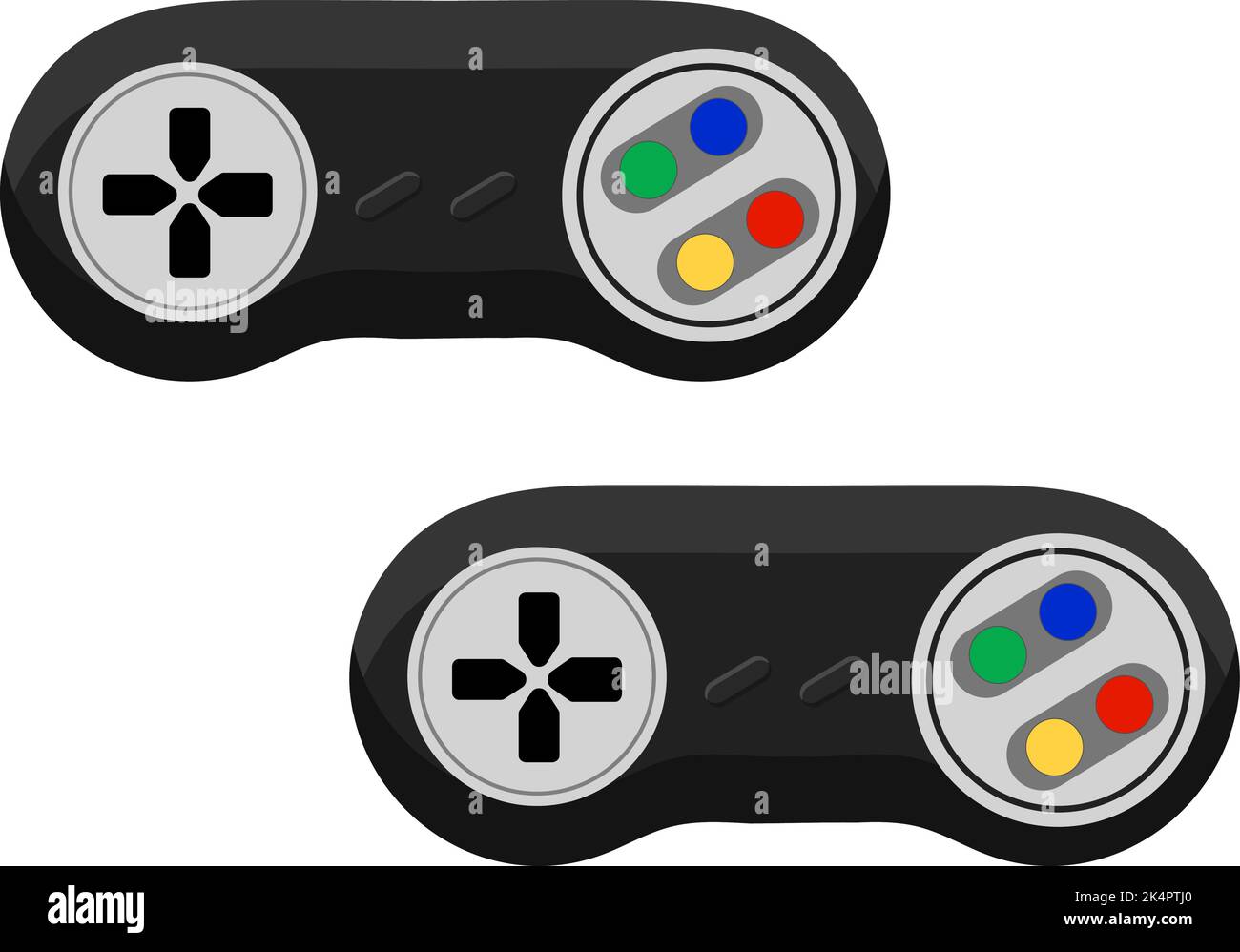 Black game controllers, illustration, vector on a white background ...