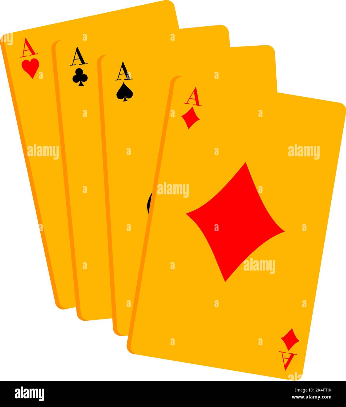 Golden playing cards, illustration, vector on a white background Stock ...