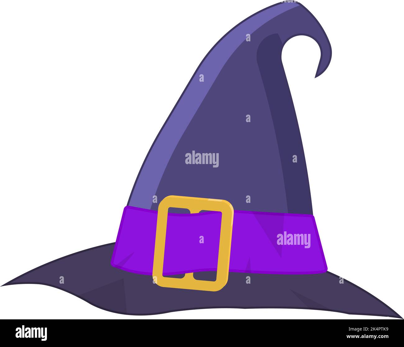 Purple witch hat, illustration, vector on a white background Stock ...