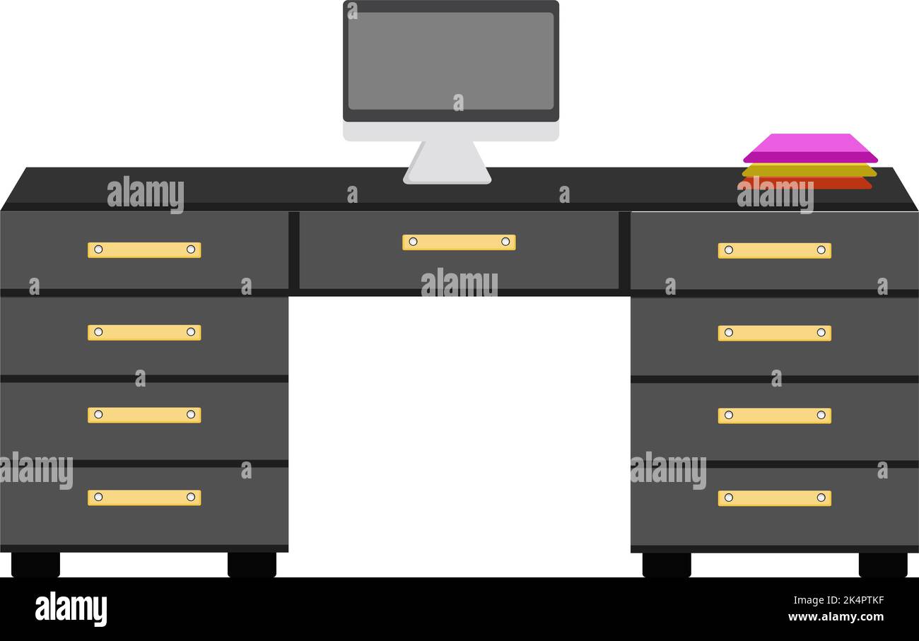 Computer table, illustration, vector on a white background Stock Vector ...