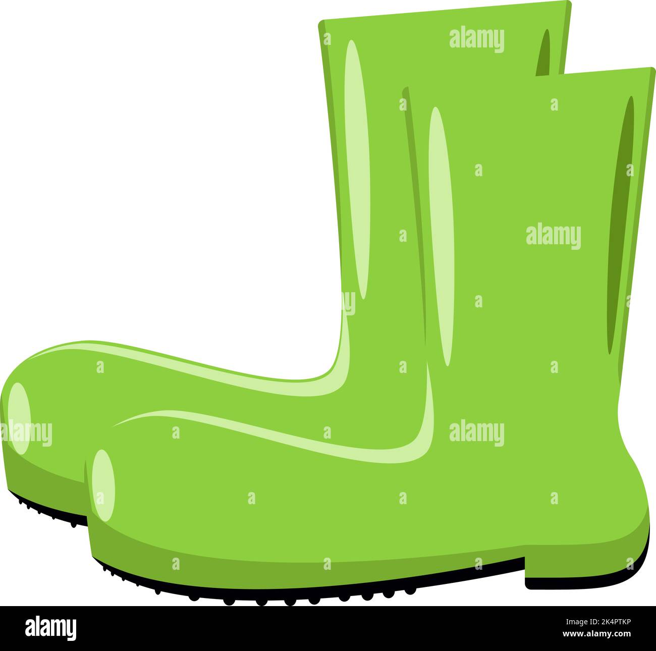 Green gardening boots, illustration, vector on a white background Stock ...