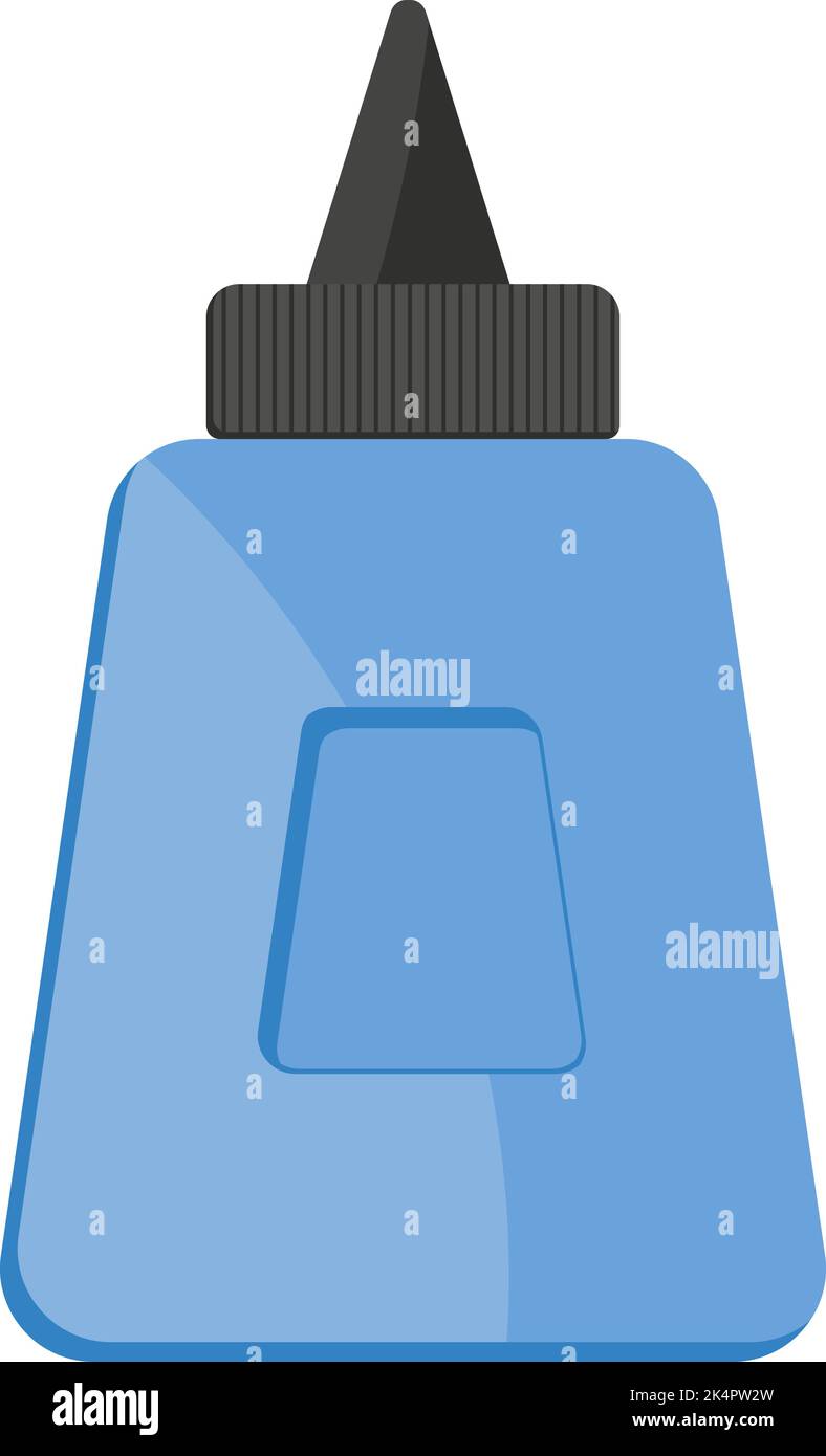 Blue glue bottle, illustration, vector on a white background Stock ...