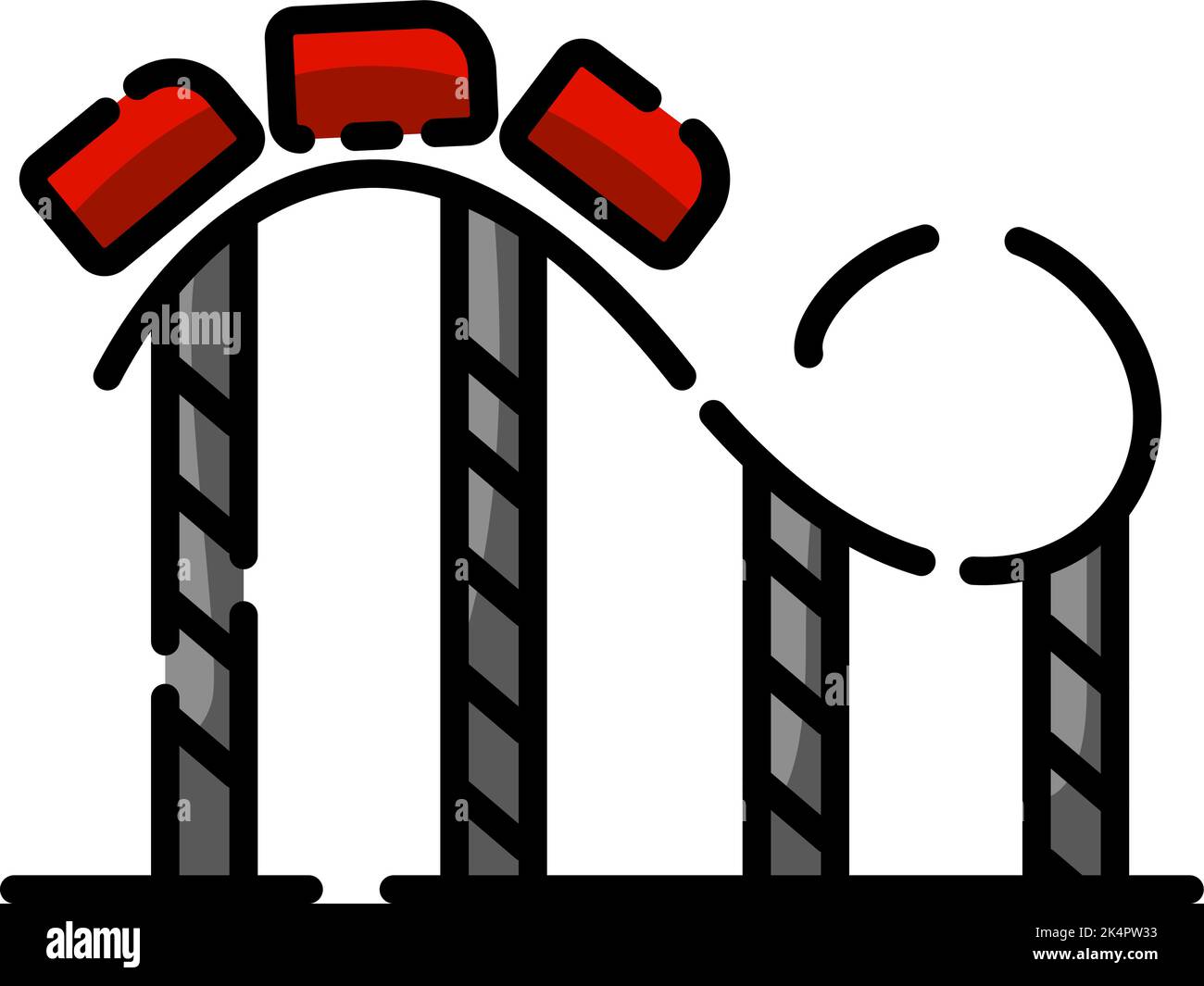 Amusment park roller coaster, illustration, vector on a white ...