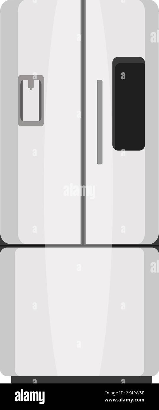Modern white fridge, illustration, vector on a white background Stock ...