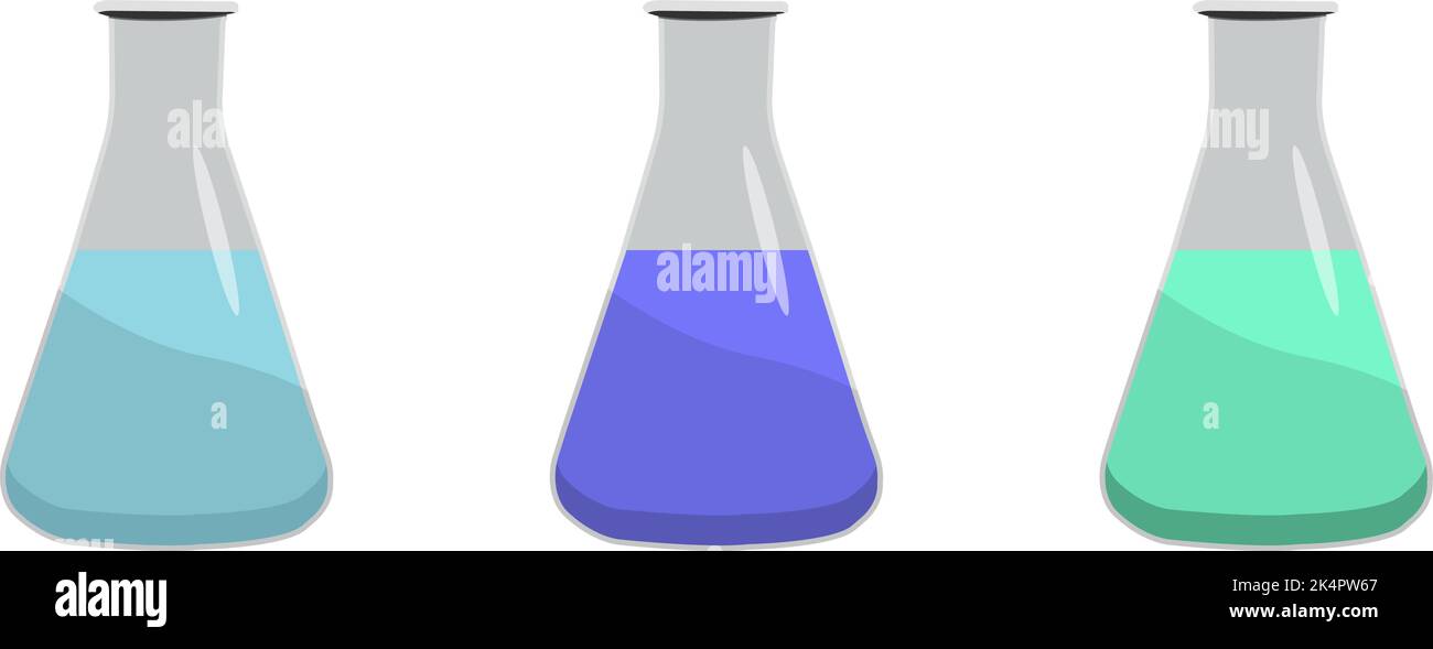 Glass flasks, illustration, vector on a white background Stock Vector ...