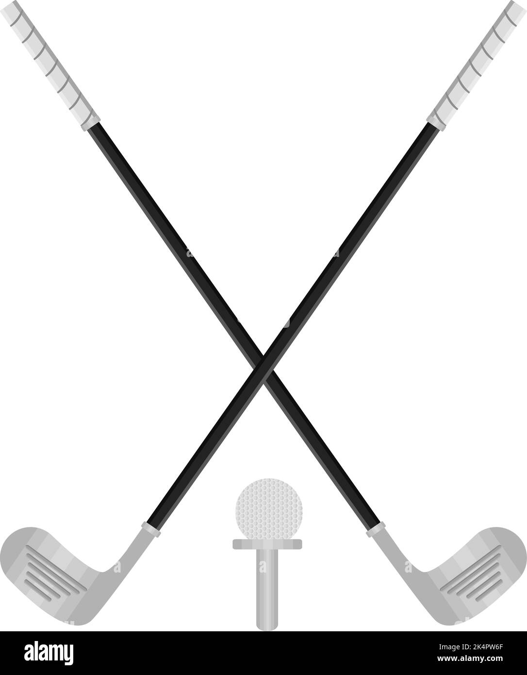 Two golf clubs with ball, illustration, vector on a white background ...