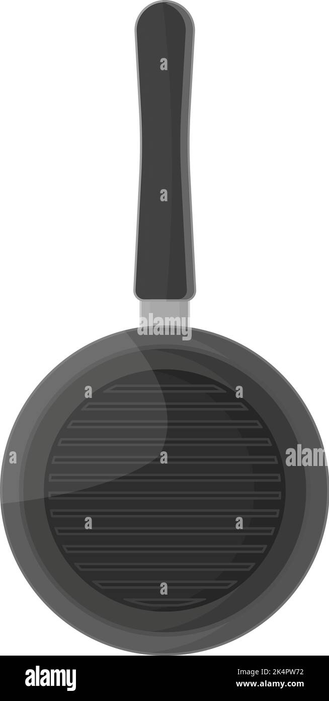 Black grill pan, illustration, vector on a white background Stock ...