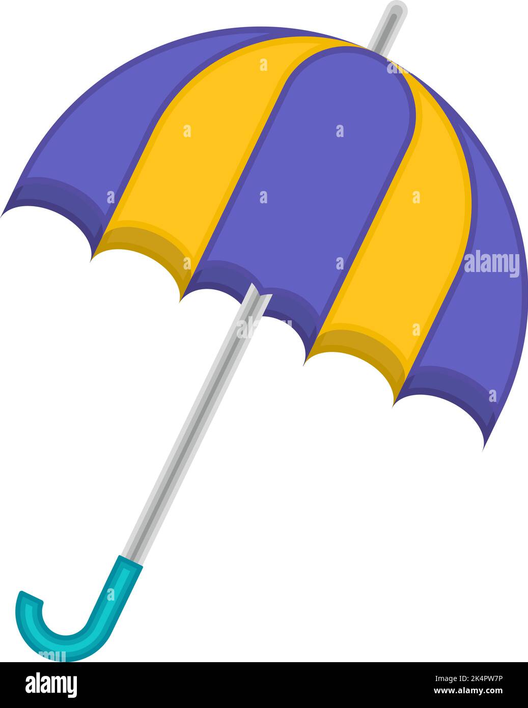 Purple and yellow umbrella, illustration, vector on a white background ...